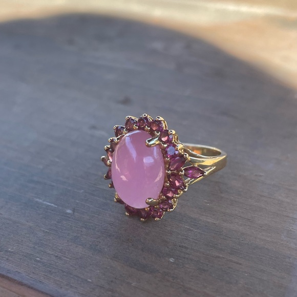 Jewelry | 14k Gold Pink Jade Ruby Ring | Poshmark